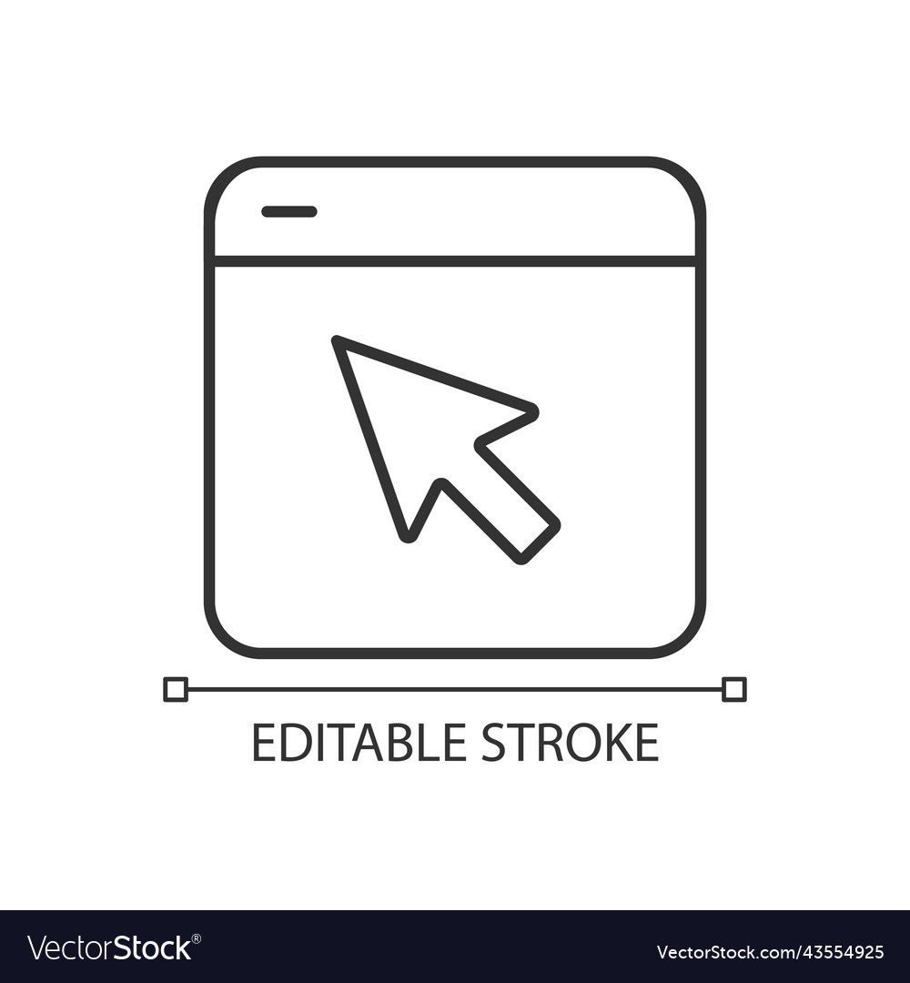 Mouse pointer on browser window linear icon Vector Image
