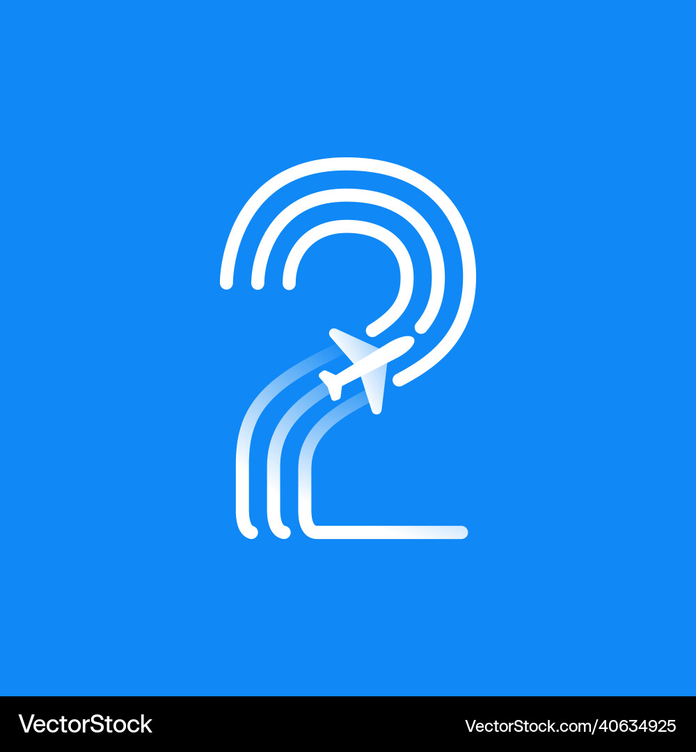 Number two logo is made of three parallel lines Vector Image