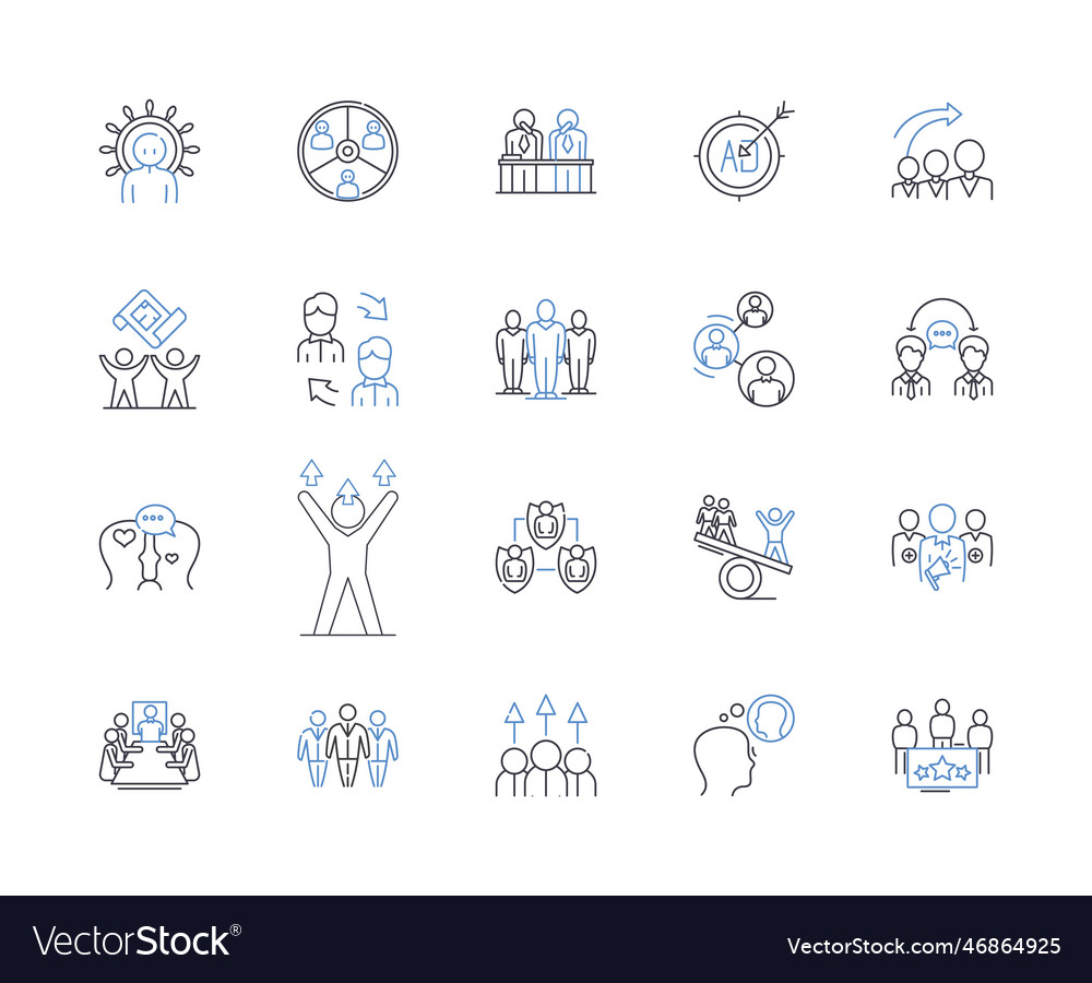 Resource Allocation Line Icons Collection Vector Image