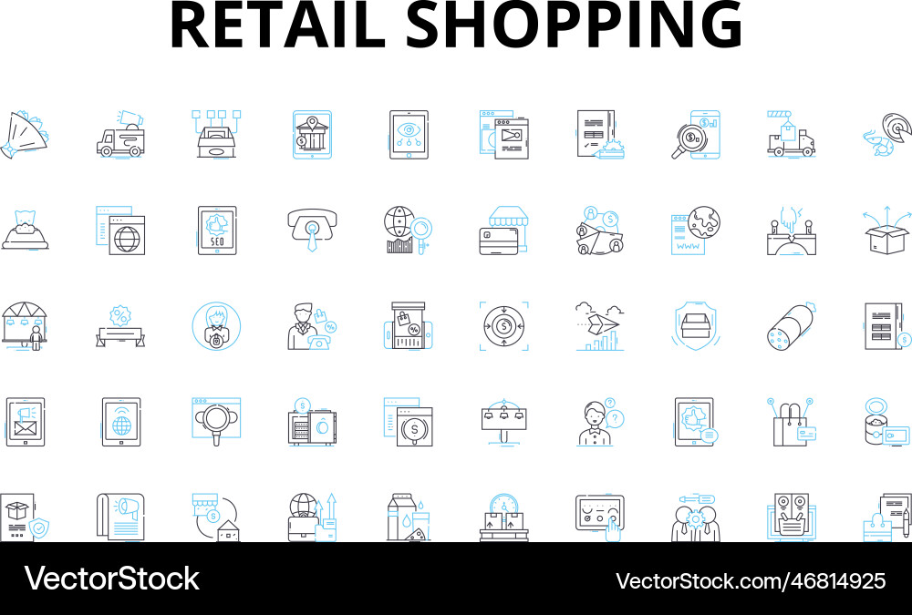 Retail shopping linear icons set bargain Vector Image