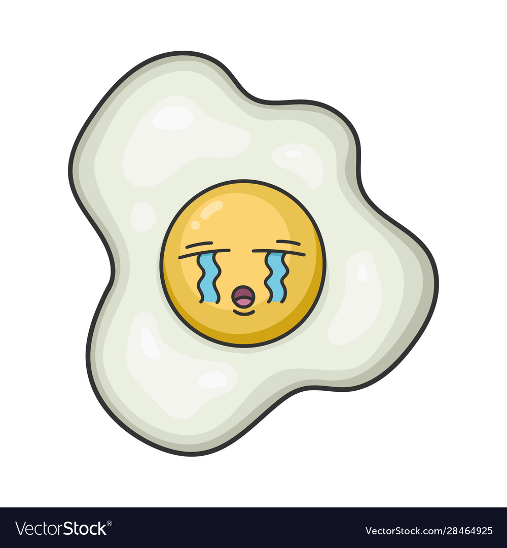 Sad Crying Fried Egg Cartoon Royalty Free Vector Image