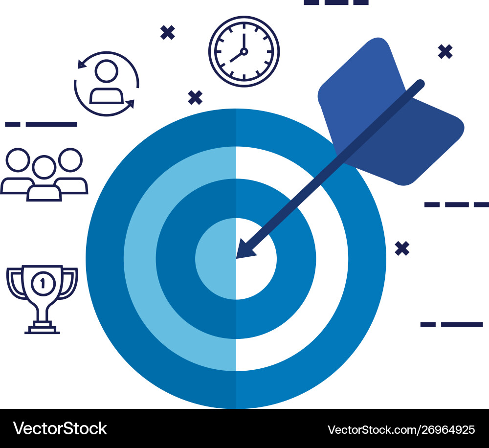 Target arrow success with set icons Royalty Free Vector