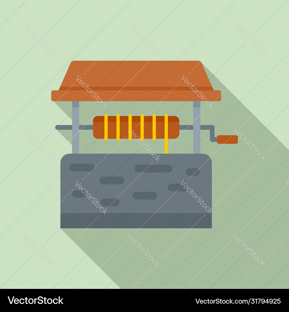Traditional water well icon flat style Royalty Free Vector