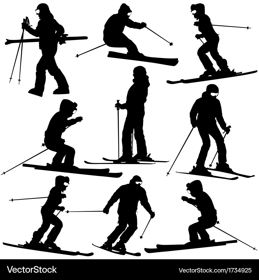 Woman Skiing Down Mountain Slope Royalty Free Vector Image