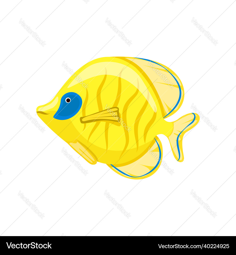Yellow fish ai cartoon style Royalty Free Vector Image
