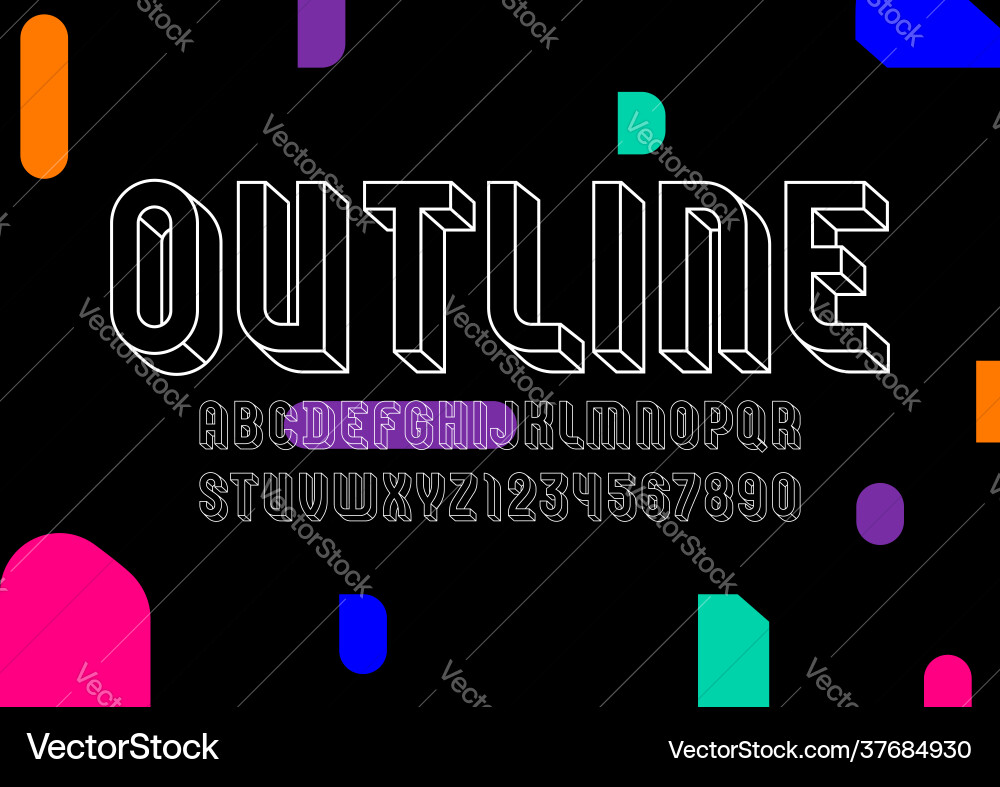 3d font from outline trendy alphabet Royalty Free Vector