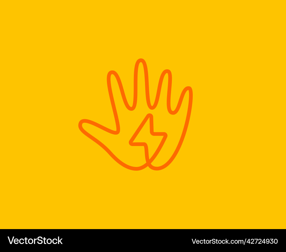 Abstract lightning sign in the palm logo Vector Image
