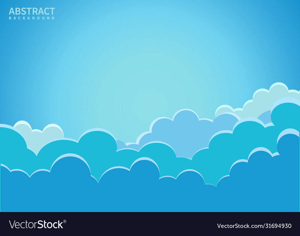 Blue sky and clouds background paper cut Vector Image