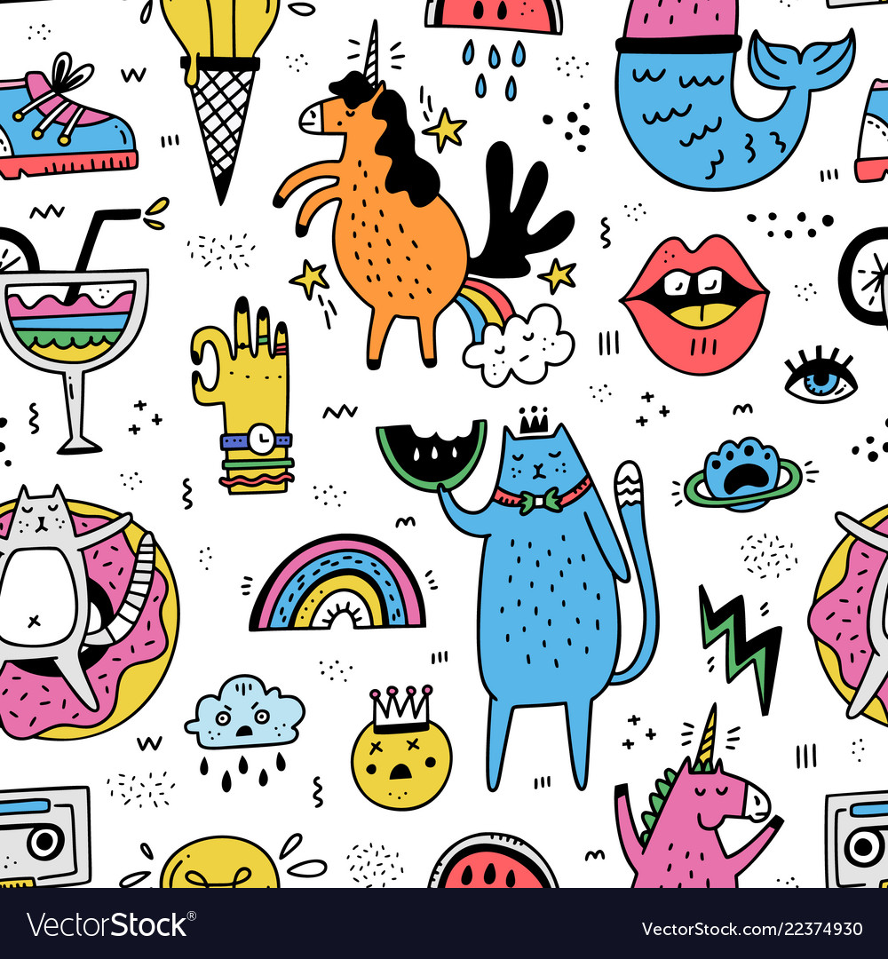 Cartoon seamless pattern Royalty Free Vector Image