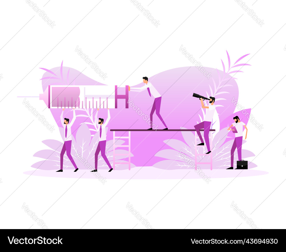 Cartoon with vaccine people Royalty Free Vector Image