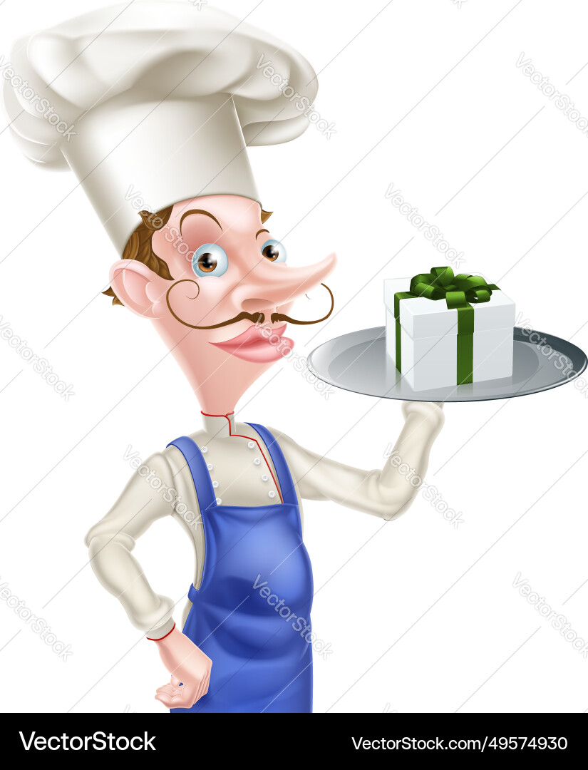 Chef with present Royalty Free Vector Image - VectorStock