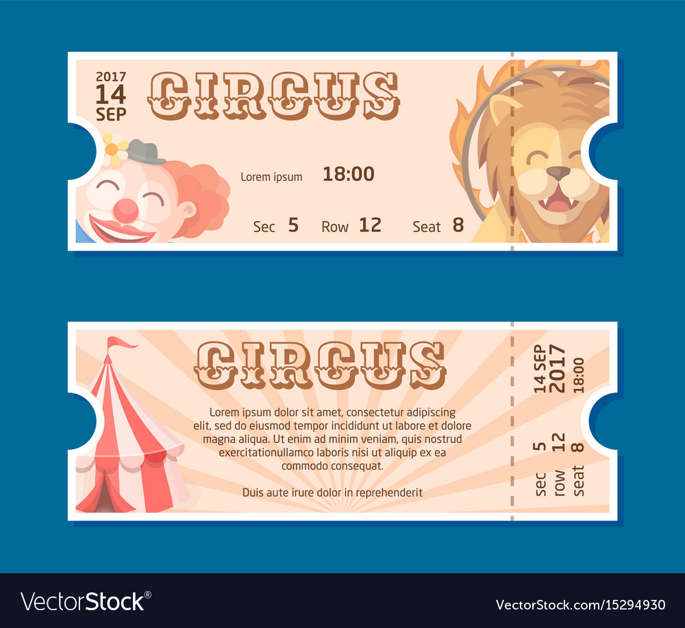 Circus show entrance tickets template Royalty Free Vector