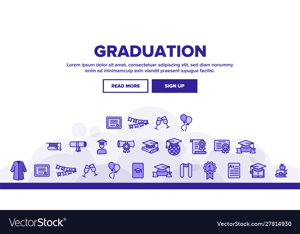 Collection graduation thin line icons set Vector Image