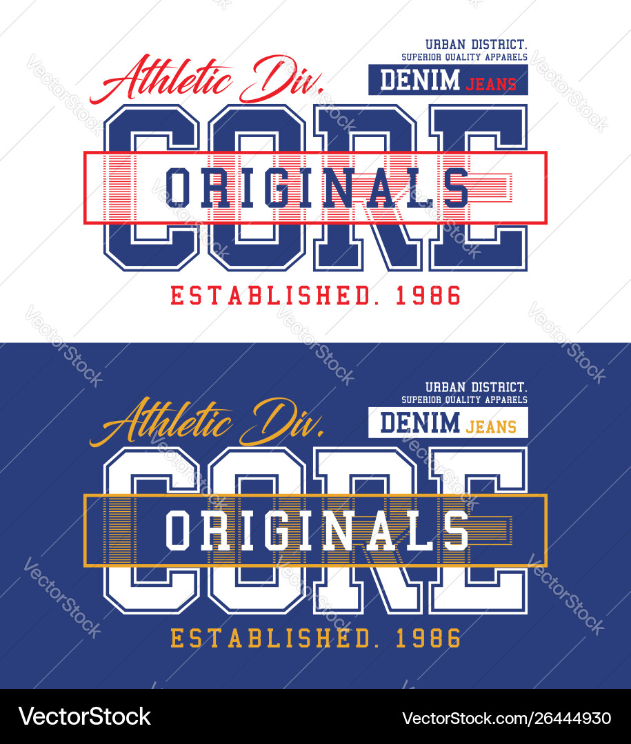 Core denim t-shirt and apparel design Royalty Free Vector