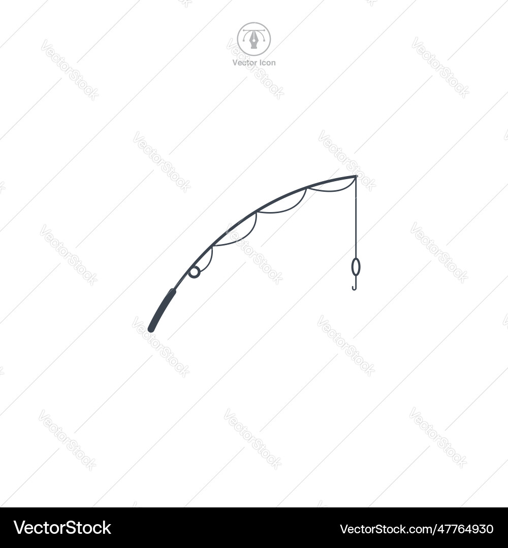 Fishing rod icon symbol isolated on white Vector Image