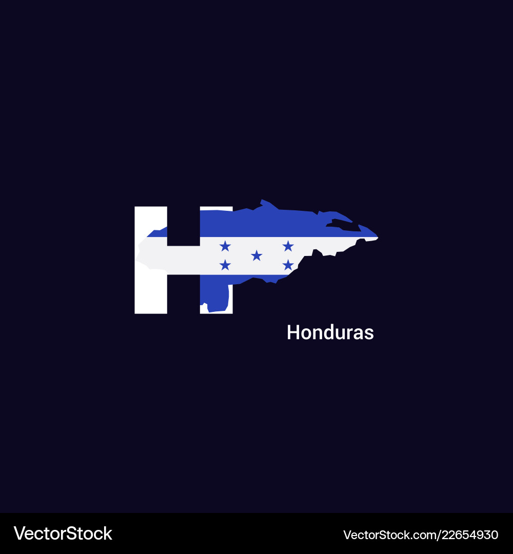 Honduras initial letter country with map and flag Vector Image