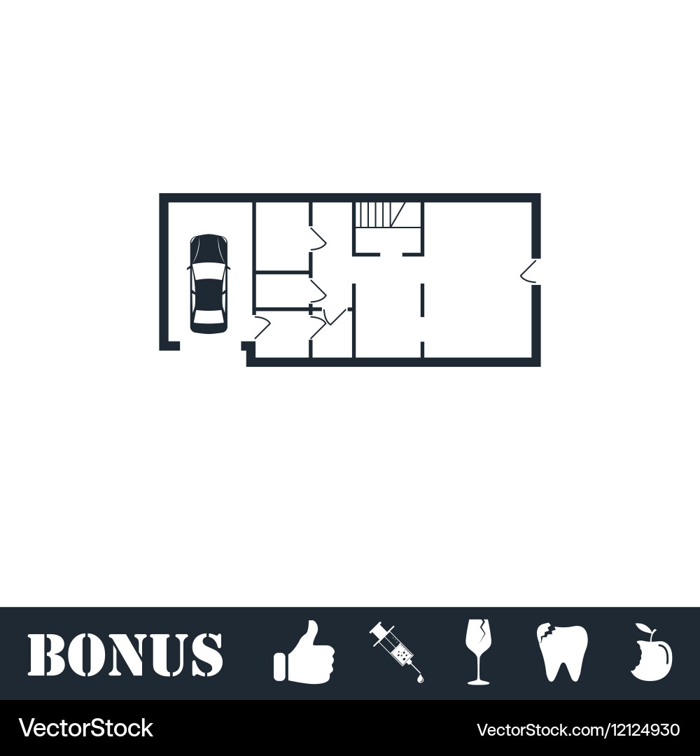 House plan icon flat Royalty Free Vector Image