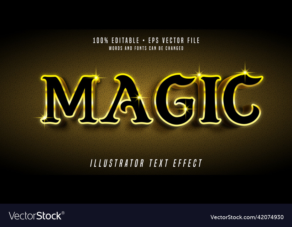 Magic 3d editable text effect Royalty Free Vector Image