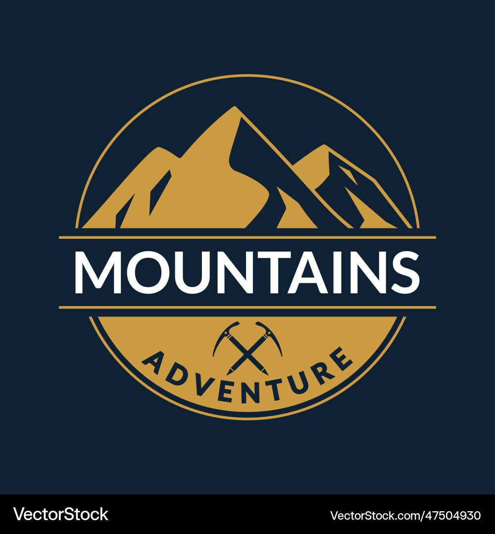 Mountain logo or badge adventure round label Vector Image