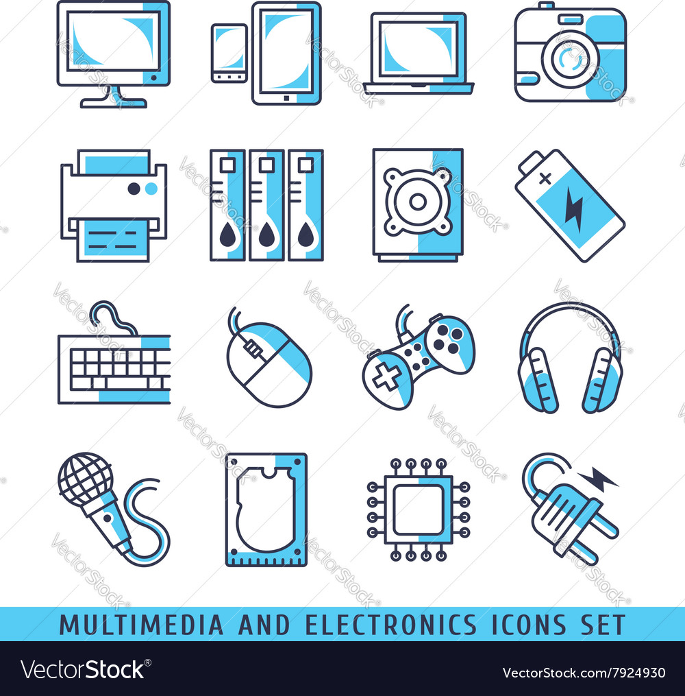Multimedia and electronics Royalty Free Vector Image