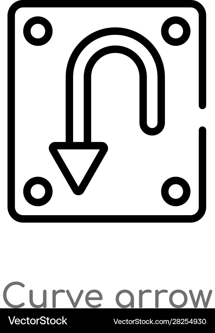 Outline curve arrow icon isolated black simple Vector Image