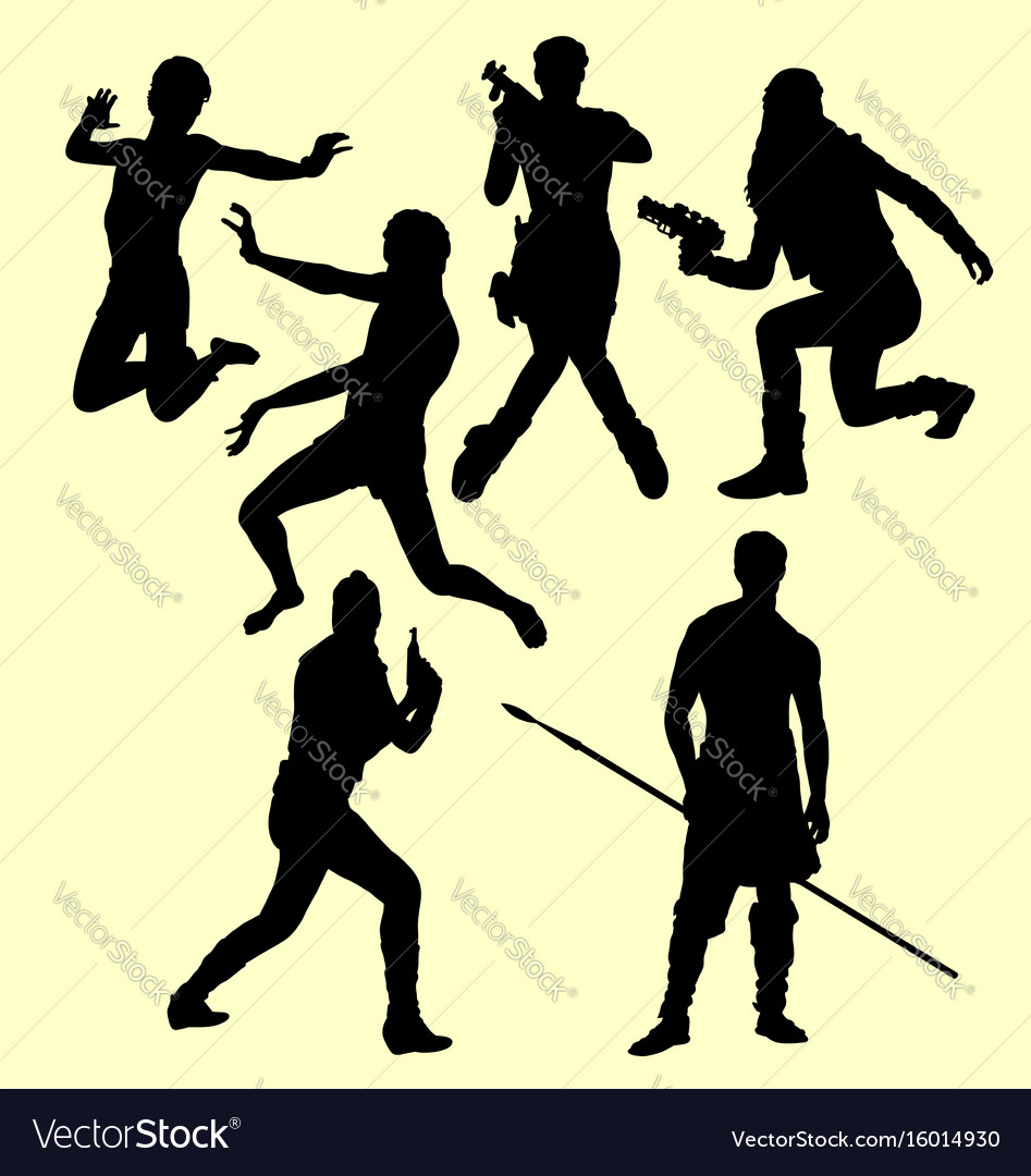People action silhouette Royalty Free Vector Image