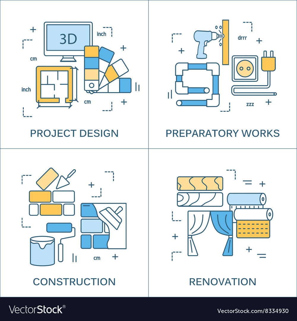 Thin line flat design construction tools Vector Image