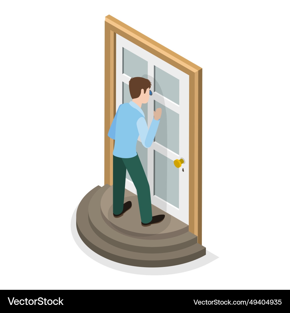 3d isometric flat set of peeking people Royalty Free Vector