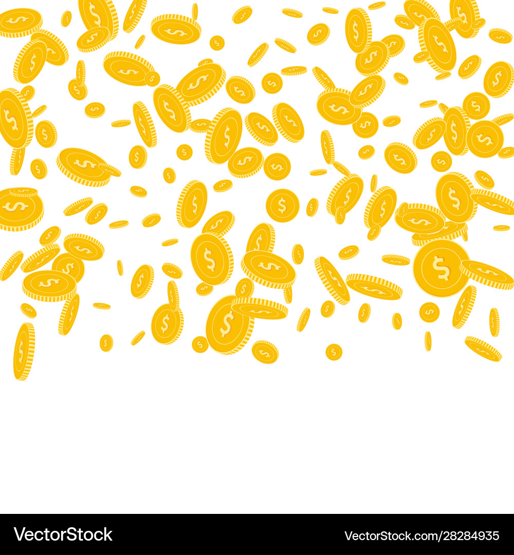 American dollar coins falling scattered disorderl Vector Image