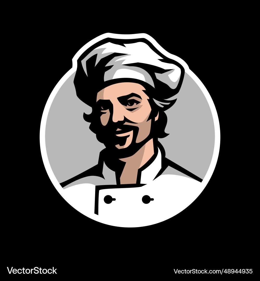 Chef in headdress logo emblem Royalty Free Vector Image