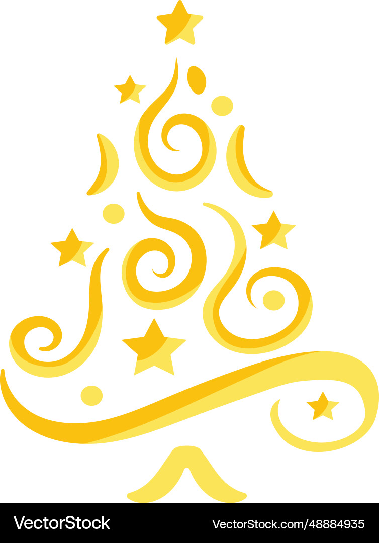 Christmas golden tree with angel Royalty Free Vector Image