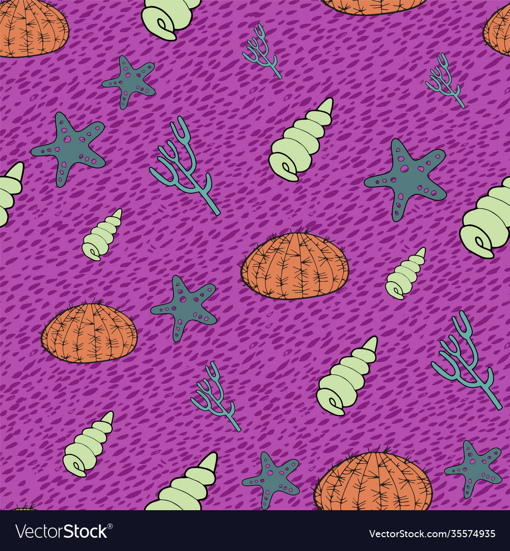 Cute ocean elements seamless pattern on scatter Vector Image