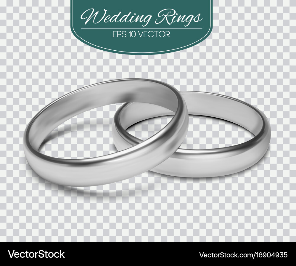 Gold wedding rings isolated on transparent Vector Image