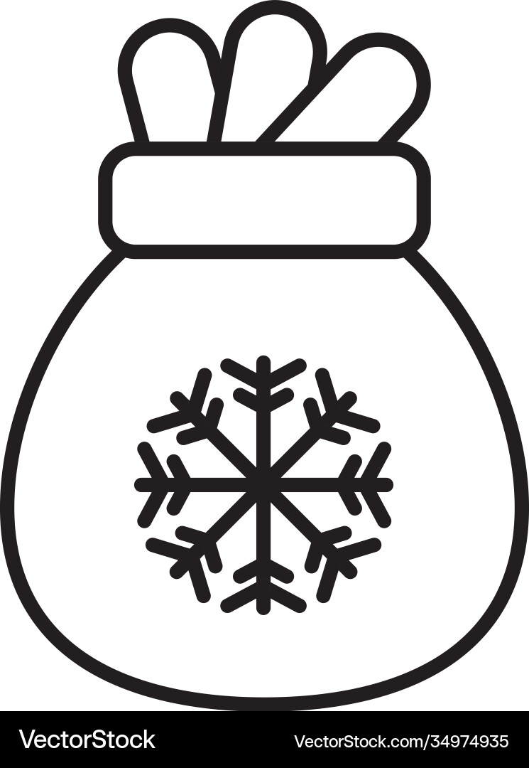 Happy merry christmas sack with snowflake line Vector Image