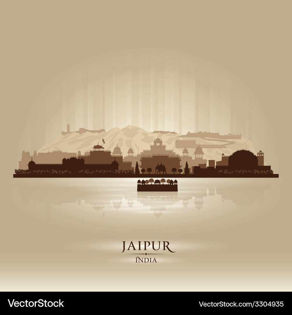 Jaipur India city skyline silhouette Royalty Free Vector