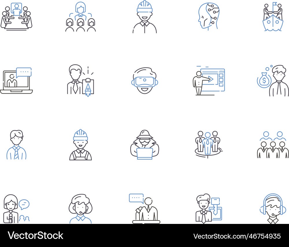 Job outline icons collection work Royalty Free Vector Image