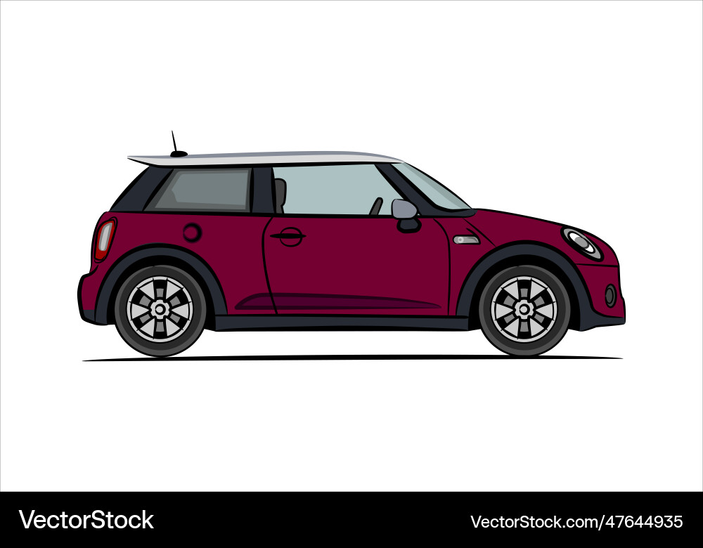 Modern subcompact city car abstract red silhouette