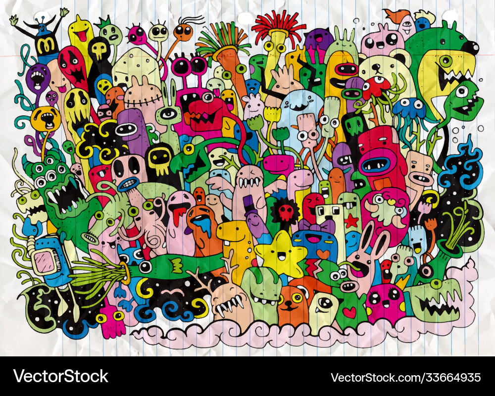 Monsters and cute alien friendly cool Royalty Free Vector