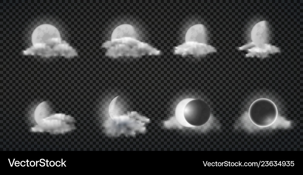 Night weather forecast icons realistic set Vector Image