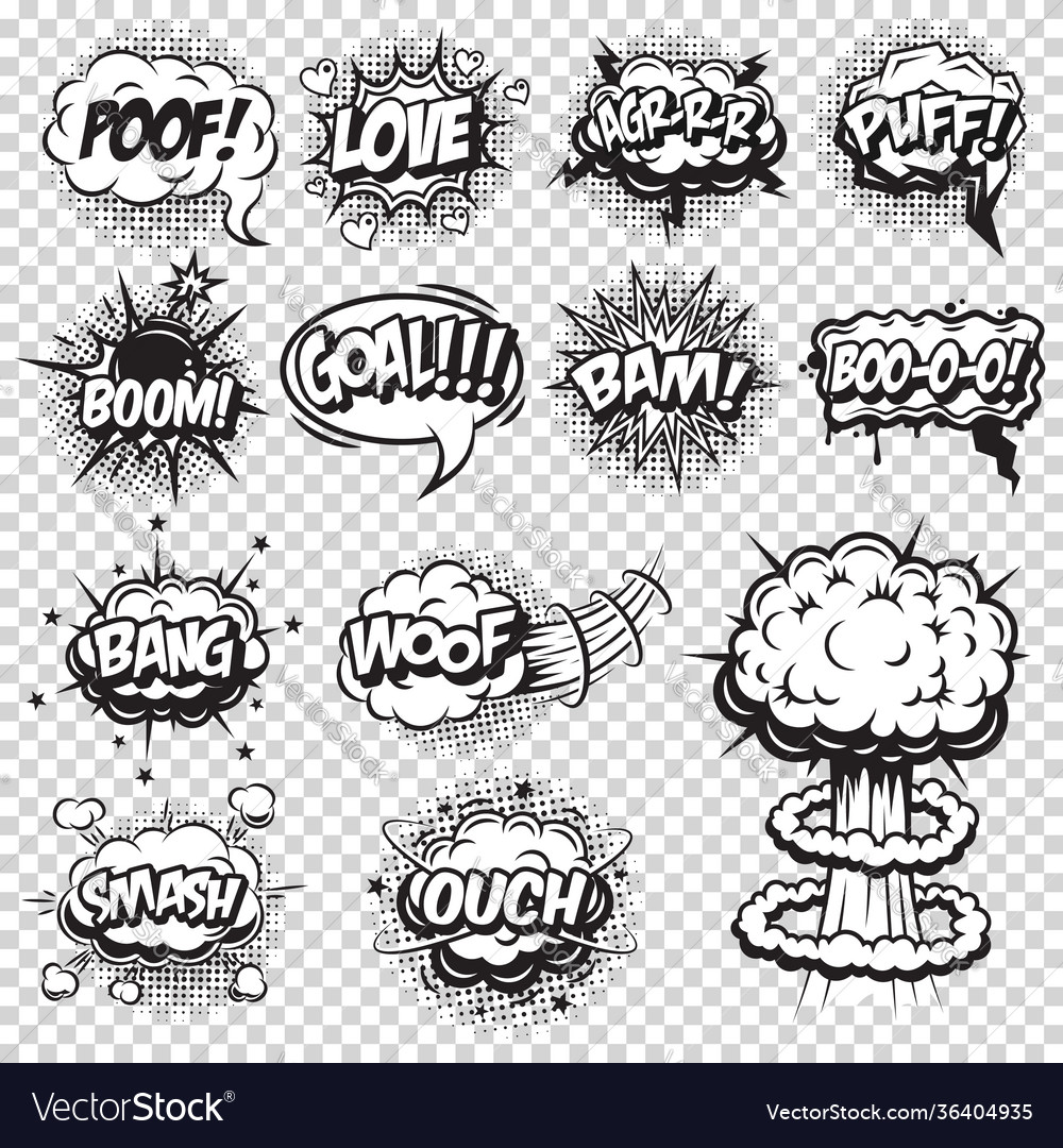 Set comics speech and explosion bubbles Royalty Free Vector