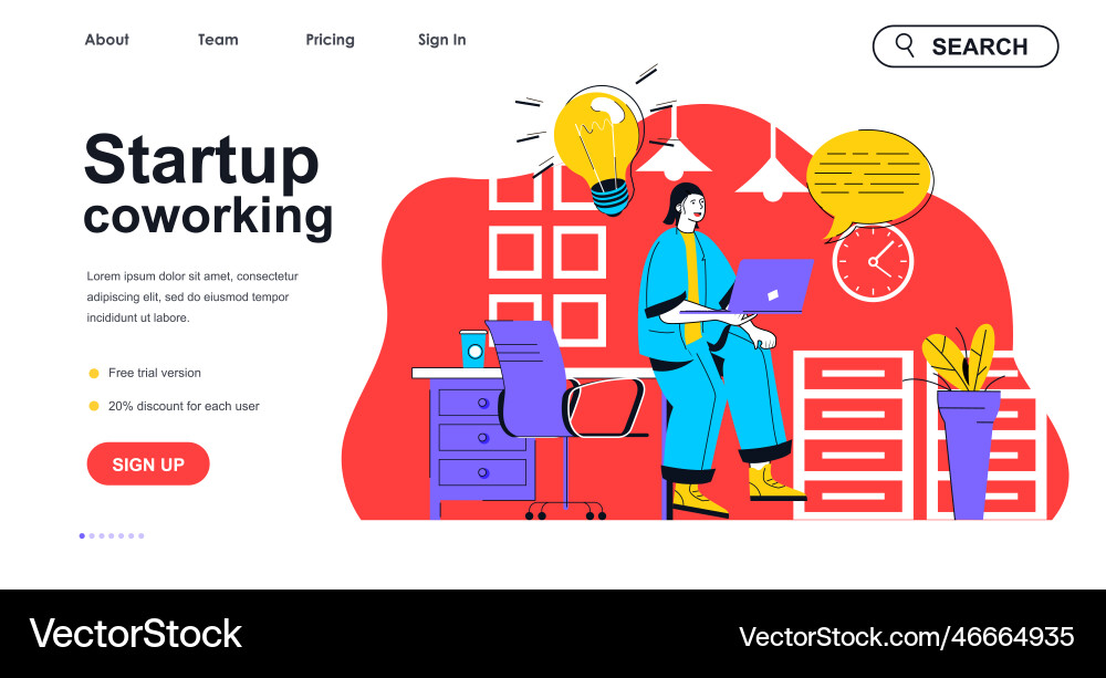 Startup coworking concept for landing page Vector Image