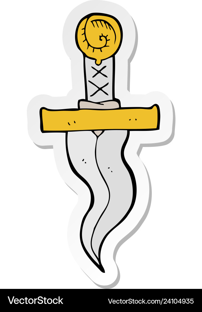 Sticker of a cartoon dagger Royalty Free Vector Image