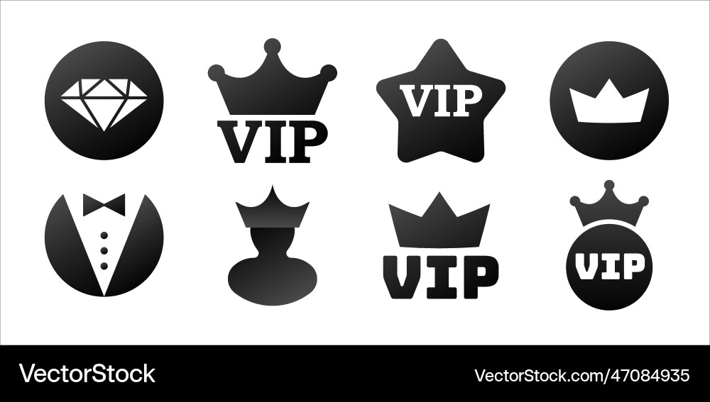 Stickers with vip symbols icon Royalty Free Vector Image