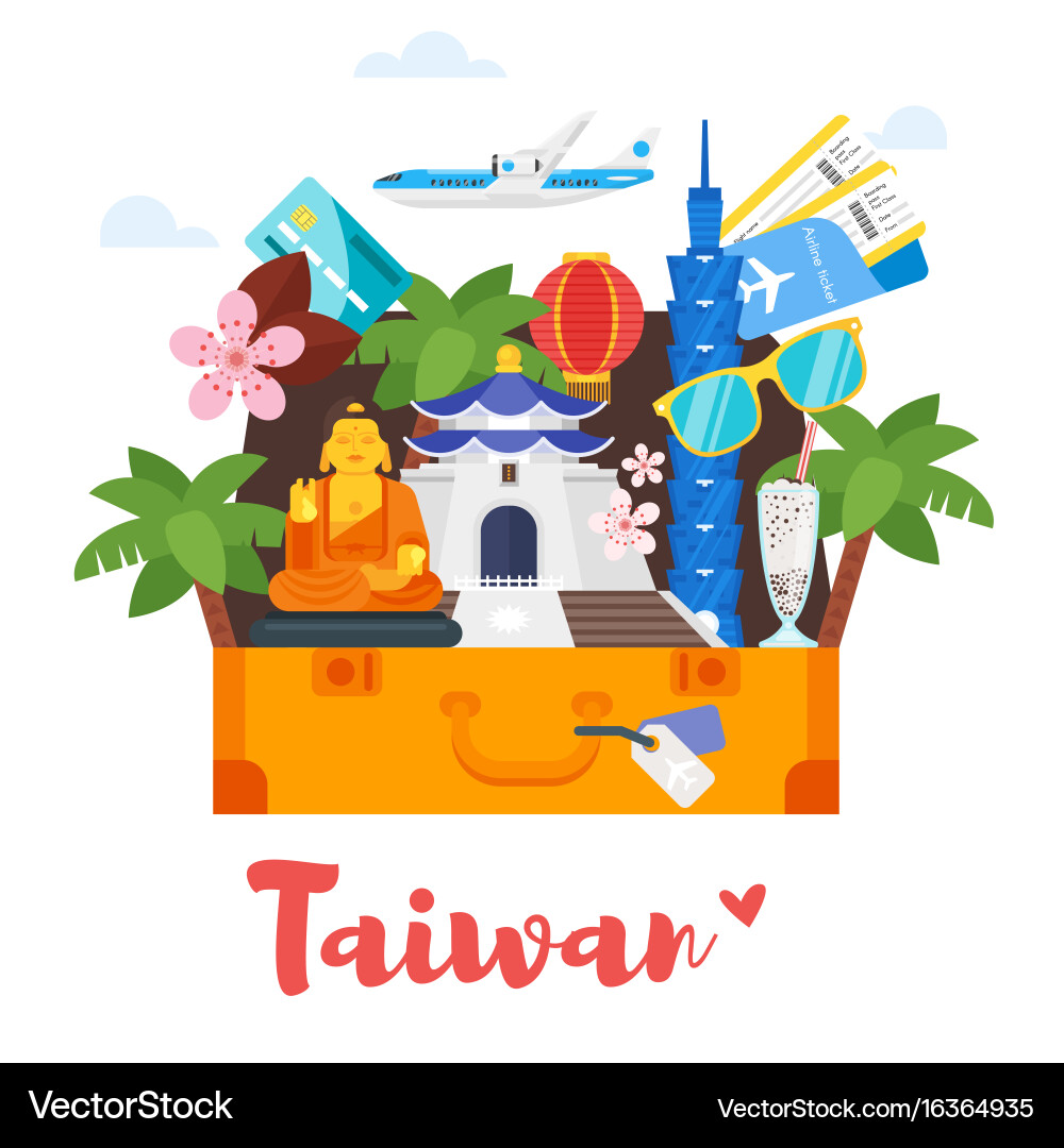 Taiwan cultural symbols Royalty Free Vector Image
