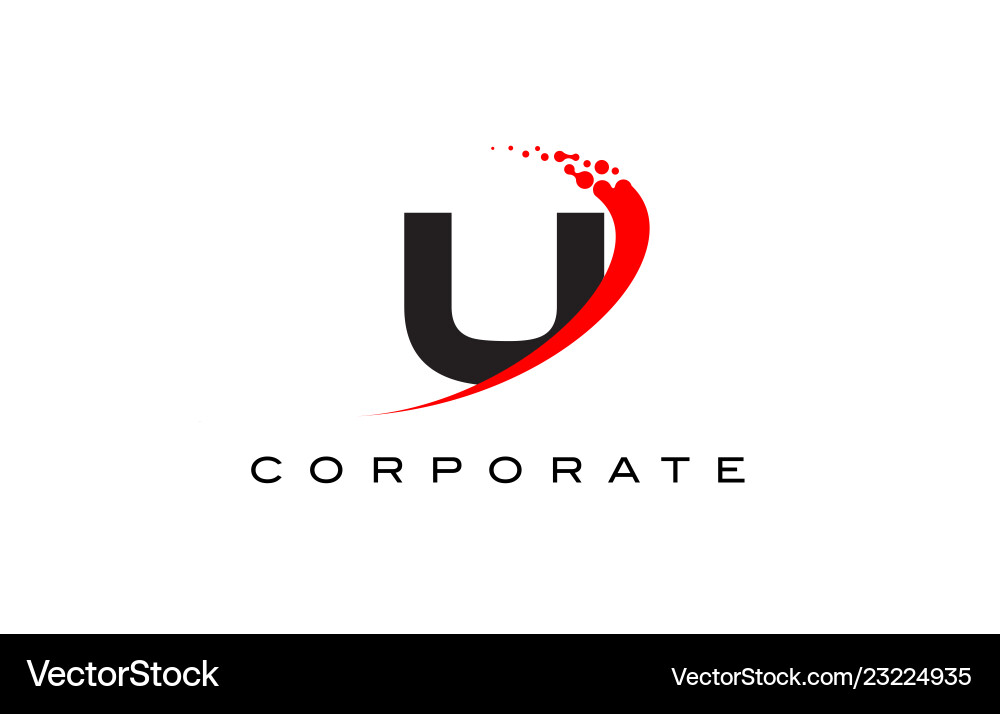 U modern letter logo design with swoosh Royalty Free Vector