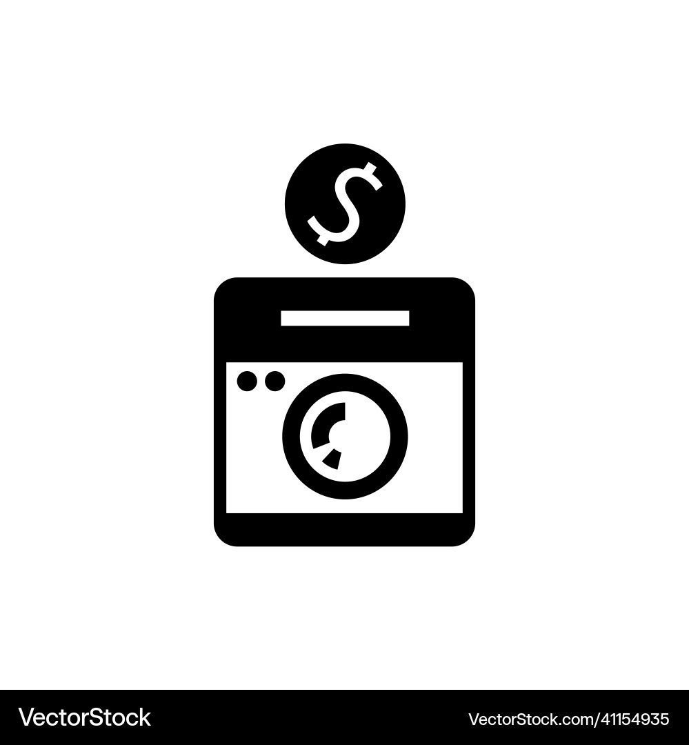Washing machine with coin icon isolated on white Vector Image