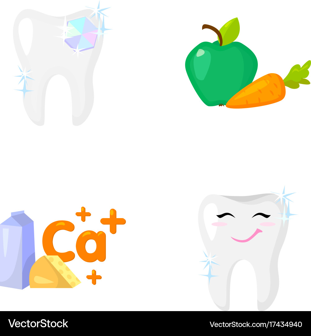 A tooth with brilliant sparkling an apple Vector Image