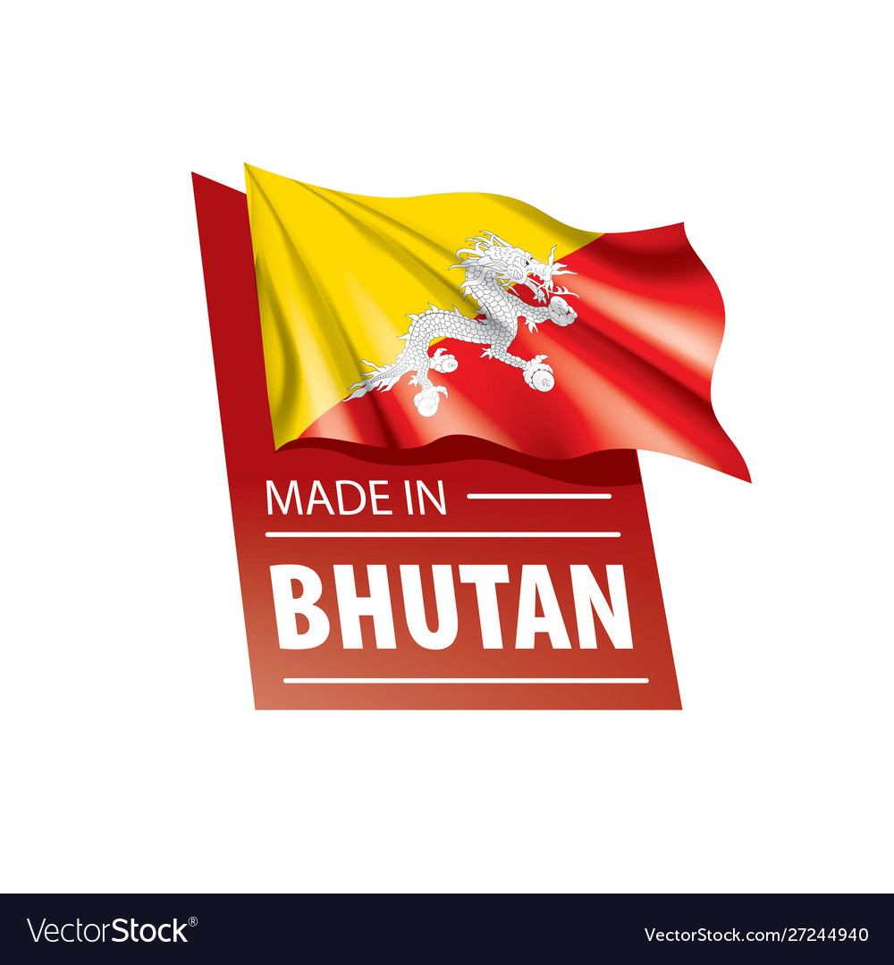 Bhutan flag on a white Royalty Free Vector Image