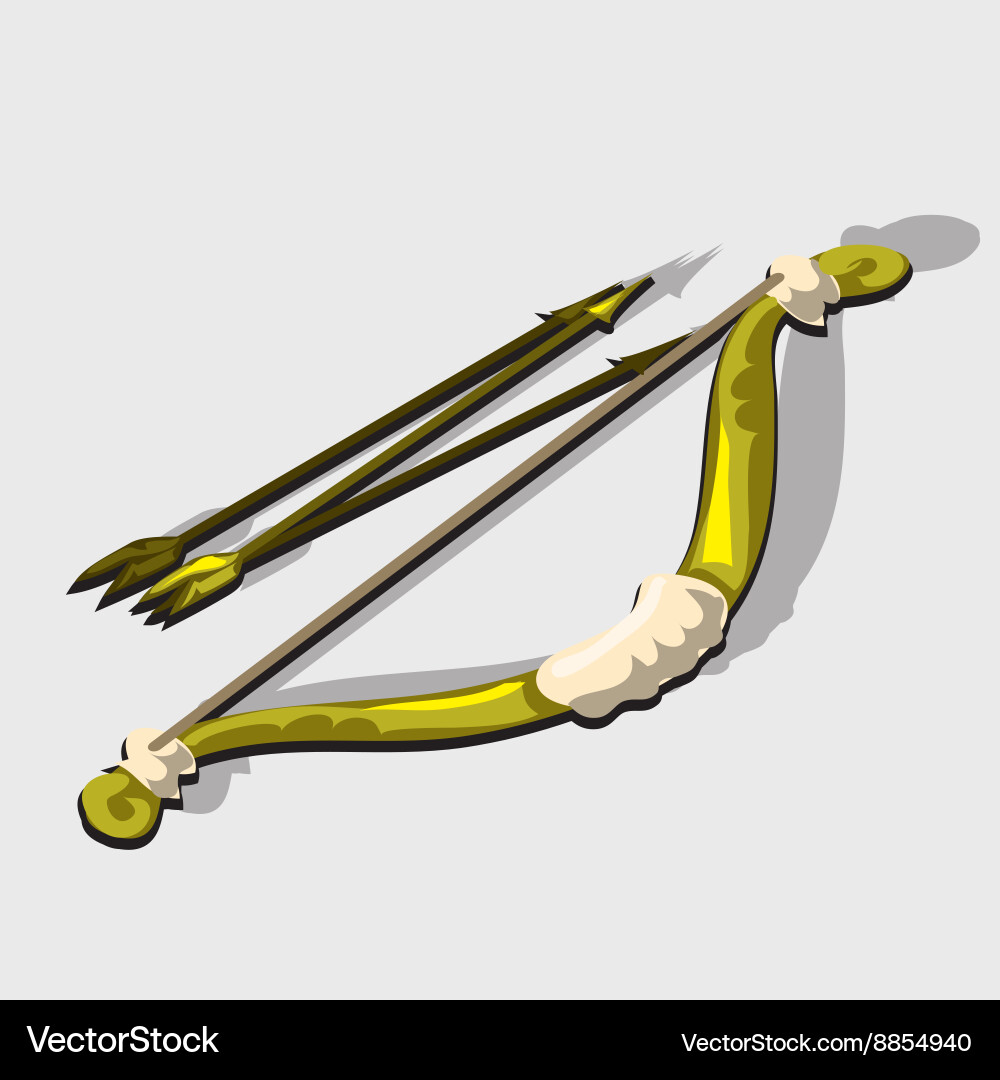 Classic yellow bow and arrows cartoon style Vector Image