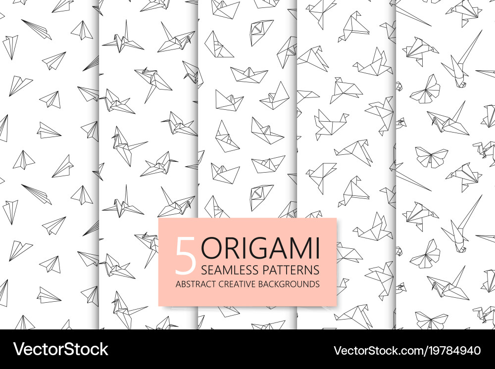 Collection of seamless origami patterns abstract Vector Image